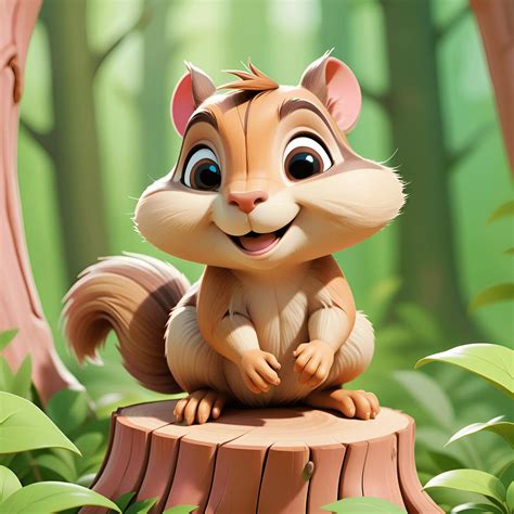 Cute Cartoon Chipmunk In A Forest Setting Free Download Ai Scribbles