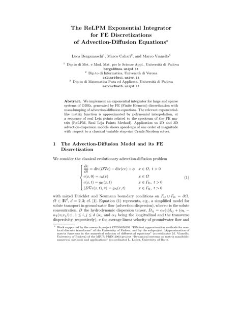 Pdf The Relpm Exponential Integrator For Fe Discretizations Of