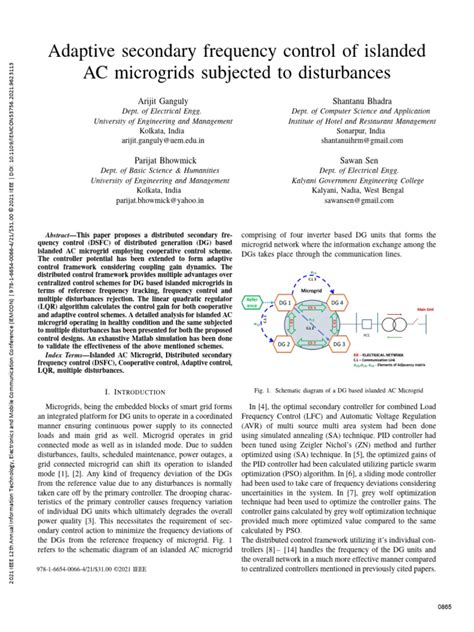 Adaptive Secondary Frequency Control Of Islanded Ac Microgrids Subjected To Disturbances Pdf