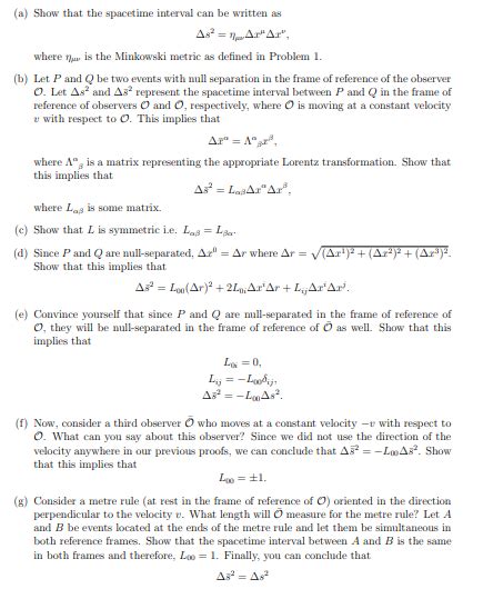 Solved A Show That The Spacetime Interval Can Be Written