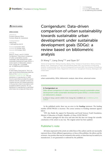 Pdf Corrigendum Data Driven Comparison Of Urban Sustainability Towards Sustainable Urban