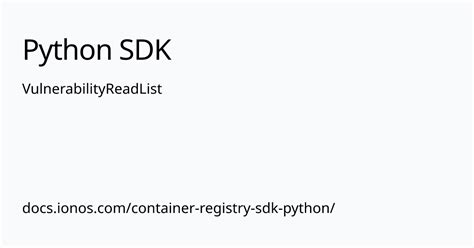 Vulnerabilityreadlist Python Sdk