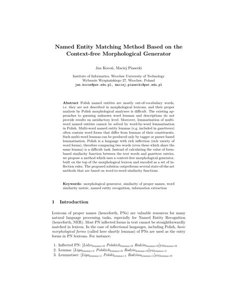 pdf named entity matching method based on the context free