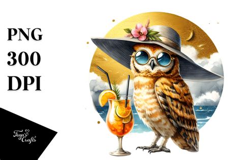 Owl Drinking Cocktail Png