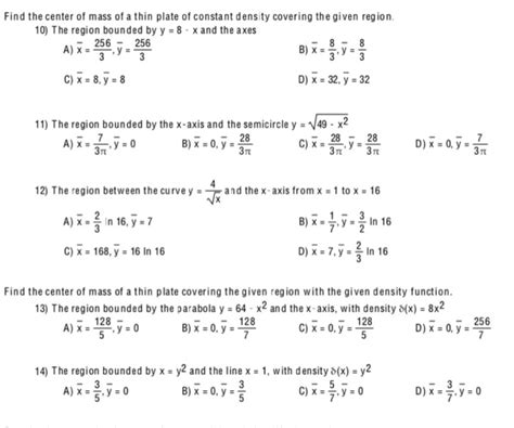 Solved Find The Center Of Mass Of A Thin Plate Of Constant