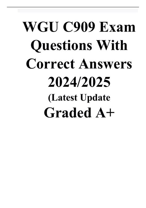 Wgu C909 Exam Questions With Correct Answers 20242025 Latest Update Graded A C909 Stuvia Us