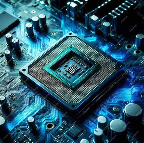 Premium Photo The Heart Of Computing Top View Perspective On Cpu Components With Neon Light