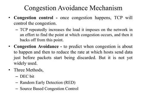 congestion avoidance in tcp ppsx