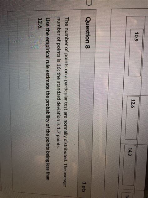 10 9 12 6 14 3 16 question 8 1 pts the number of points on a particular