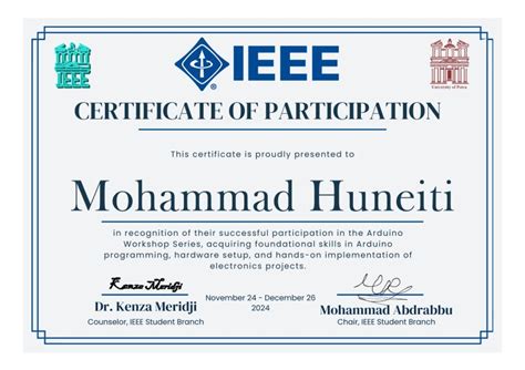 I Recently Completed The Arduino Workshop Series Hosted By The Ieee Mohammad Alhunity