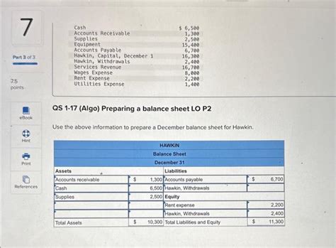 Solved Qs 1 17 Algo Preparing A Balance Sheet Lo P2 Use