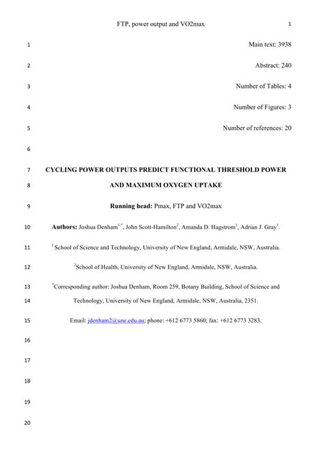 Pdf Cycling Power Outputs Predict Functional Threshold Power And Maximum Oxygen Uptake