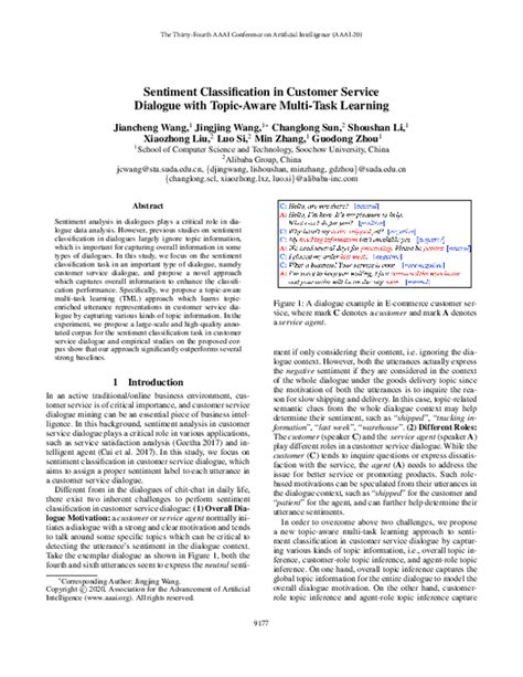 Pdf Sentiment Classification In Customer Service Dialogue With Topic Aware Multi Task Learning