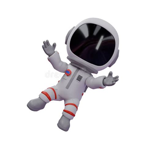 A Chibi Astronaut Floats With Both Hands Open Stock Image