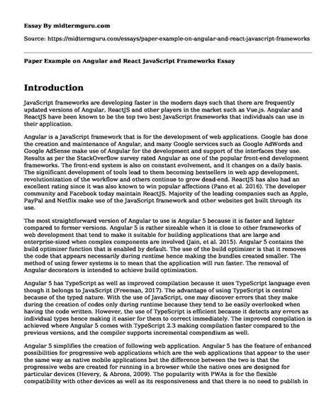 📚 Paper Example On Angular And React Javascript Frameworks Free Essay Term Paper Example