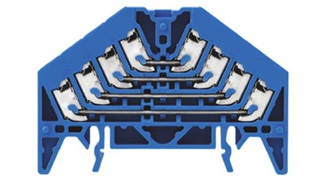1173930000 Weidmuller P Series Blue Din Rail Terminal Block 1 5mm² Quadruple Level Push In