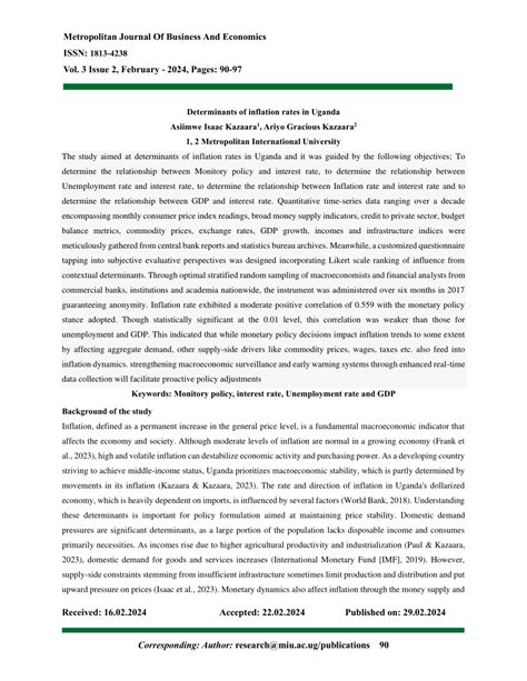 Pdf Determinants Of Inflation Rates In Uganda