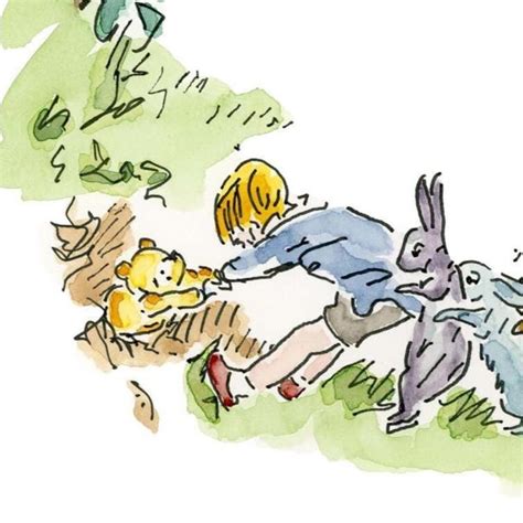 Winnie The Pooh Watercolor Print Stuck At Rabbits House Nursery Art
