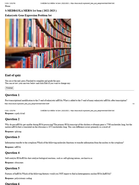 Quiz Eukaryotes Gene Regulation 1st Att Pdf Messenger Rna Rna