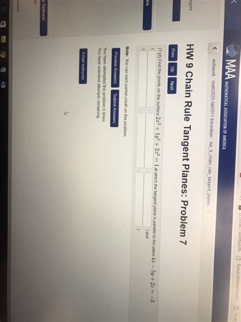 Solved Of America Hw 9 Chain Rule Tangent Planes Problem 7