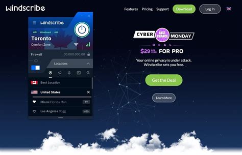 Windscribe VPN 每月免費 10 GB 流量提供 11 國節點連線選擇