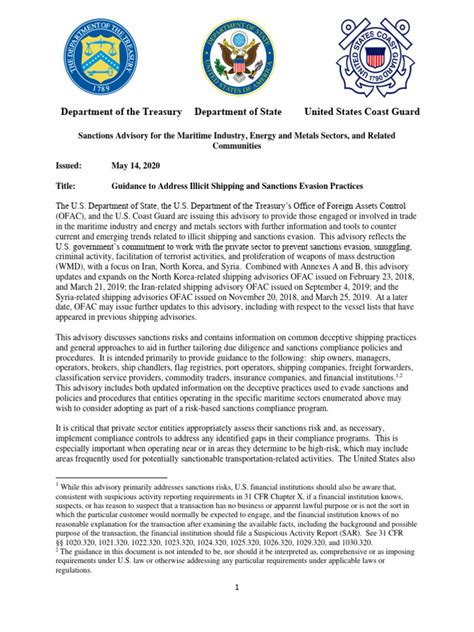 Guidance To Address Illicit Shipping And Sanctions Evasion Practices Abs Download Free Pdf