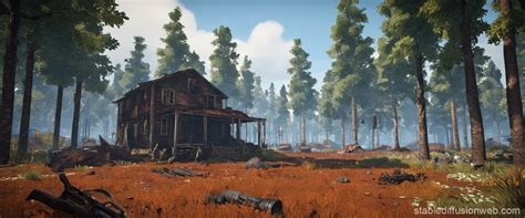 Rust Landscape With Character And Wrecked Houses Stable Diffusion Online