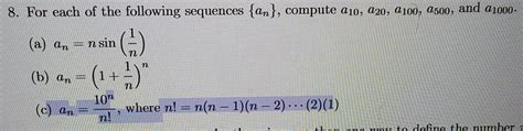 Solved For Each Of The Following Sequences An Compute Chegg