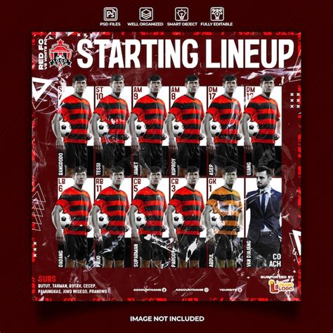 Premium Psd Football Starting Lineup Social Media Instagram Post Template