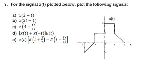 solved 7 for the signal x t plotted below plot the