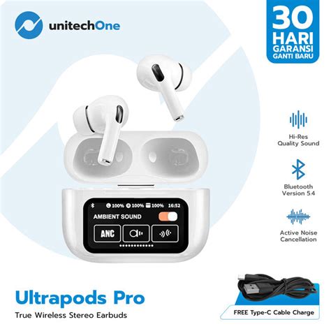 Jual Headset Bluetooth Unitechone A Pro Anc Enc Tws Earphone V Smart Screen Active Noise