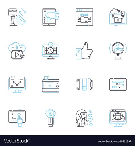Online Platform Linear Icons Set Connectivity Vector Image