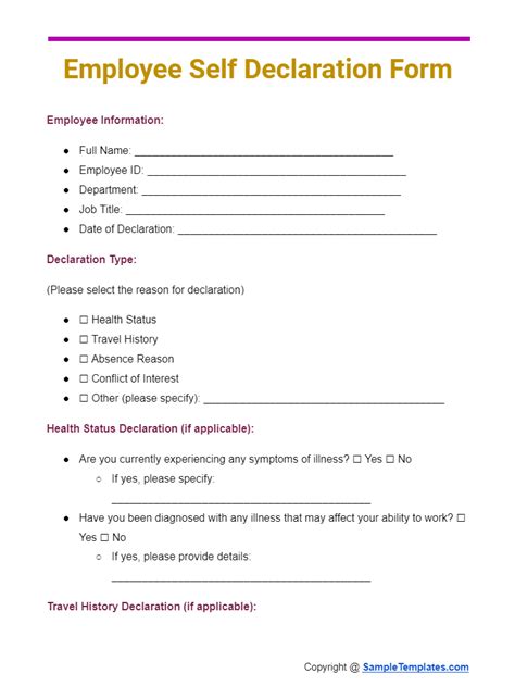 Sample Declaration Letter Free 12 Employee Declaration Form Samples