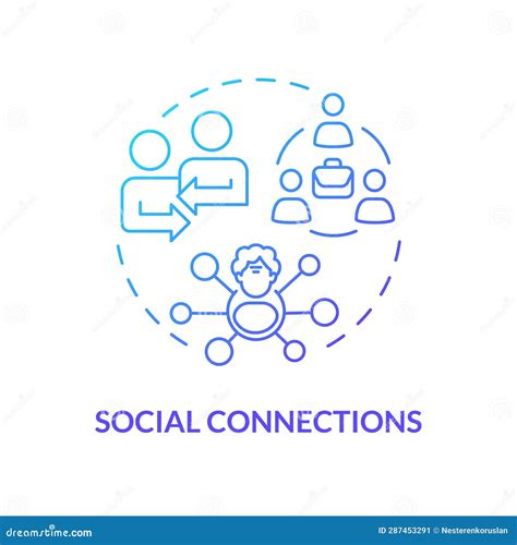 2d Gradient Social Connections Thin Line Concept Stock Illustration