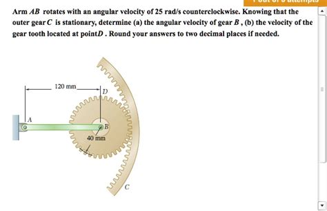 solved arm ab rotates with an angular velocity of 25 rad s