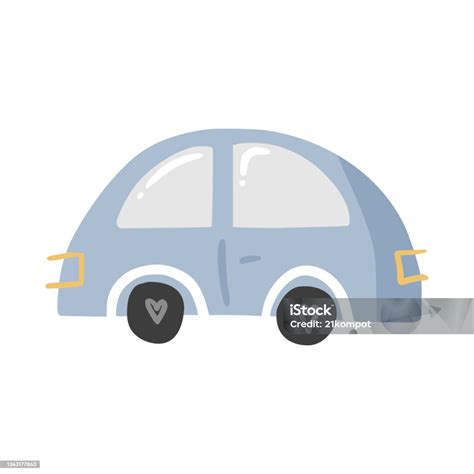 손으로 그린 스타일로 귀여운 낙서 승용차 디자인 어린이 보육 방 옷 지도 및 섬유 만화 벡터 일러스트 흰색에 고립 0명에 대한 스톡 벡터 아트 및 기타 이미지 Istock