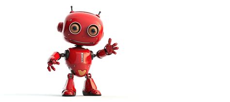 Premium Photo Cute Mini Robot Pointing Finger At Copy Space On White