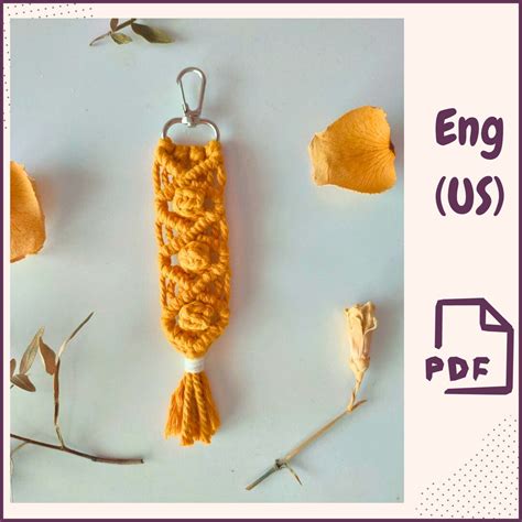 Macrame Keychain Pattern PDF Berry Knot Boho Keychain Modern Macrame Accessory Tutorial Instant