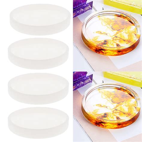 라운드 Diy 실리콘 컵 패드 홀더 실리카 젤 장식 에폭시 수지 공예 금형 4 개매트 And 패드 Aliexpress