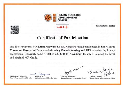 Certified Lpu Geospatialdata Remotesensing Gis Civilengineering Kumar Satyam