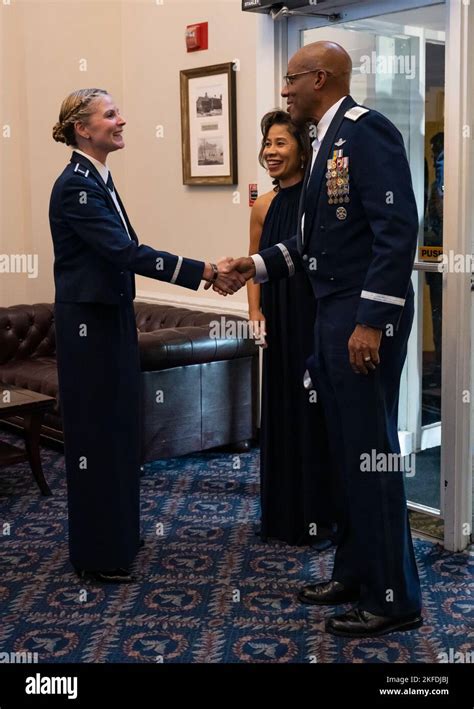 Air Force Chief Of Staff Gen Cq Brown Jr Is Greeted By Air Force Col