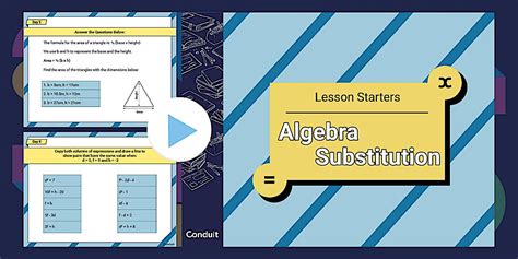 Algebra Substitution Five Lesson Starters Powerpoint