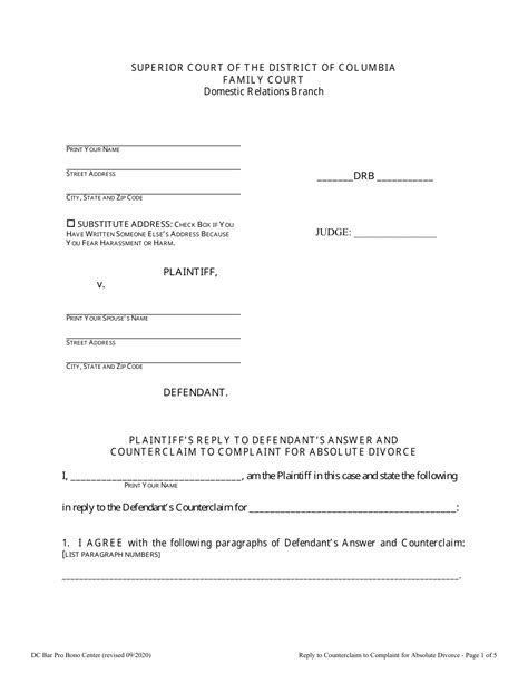 Washington Dc Plaintiffs Reply To Defendants Answer And