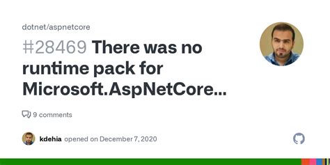 There Was No Runtime Pack For Microsoft Aspnetcore App Available For The Specified