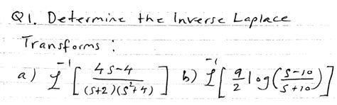 Solved Q1 Determine The Inverse Laplace Transforms A