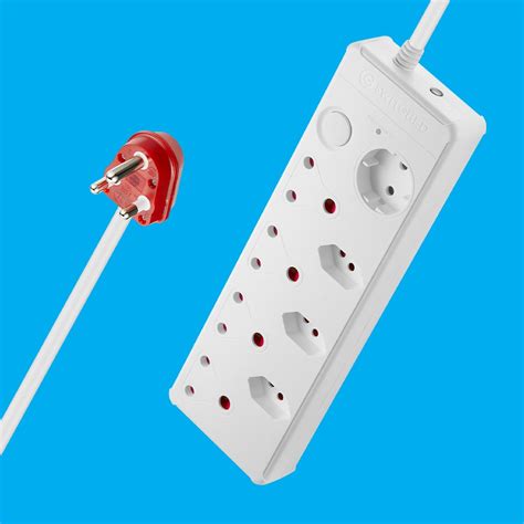8 Way High Surge Multiplug 0 5m White Switched Home
