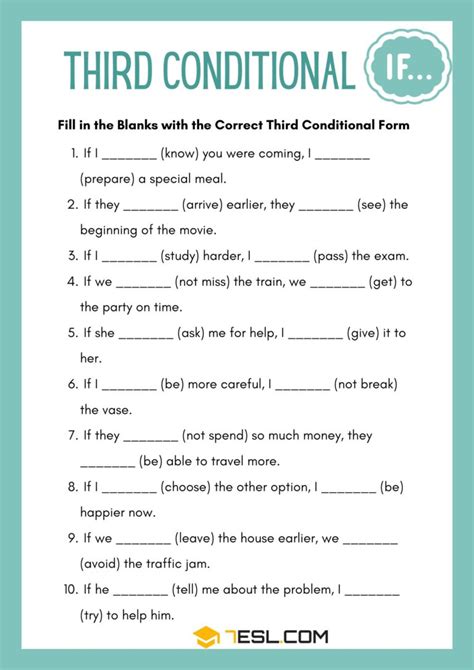 Third Conditional Worksheets And Exercises • 7esl