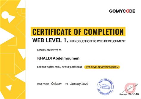 Abdelmoumen Khaldi On Linkedin Webdevelopment Certification Gomycode