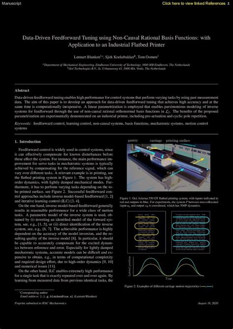 Pdf Data Driven Feedforward Tuning Using Non Causal Rational Lorem