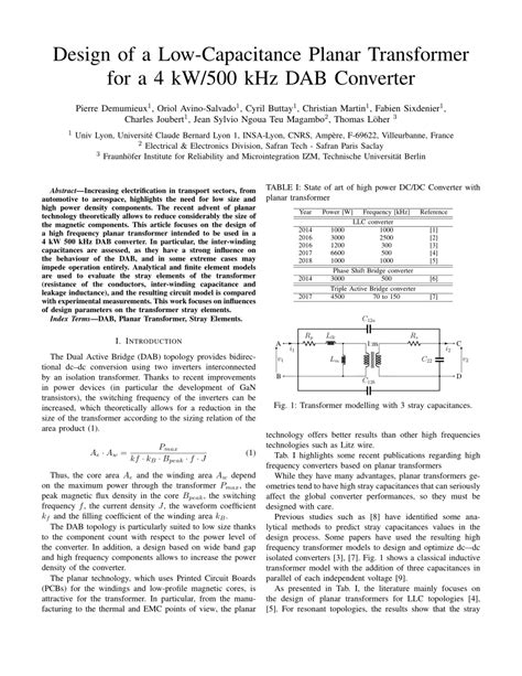 Pdf Design Of A Low Capacitance Planar Transformer For A 4 Kw 500 Khz Dab Converter